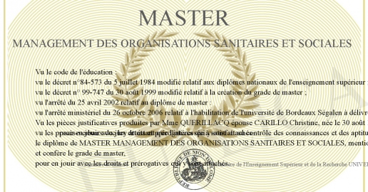 MASTER MANAGEMENT DES ORGANISATIONS SANITAIRES ET SOCIALES