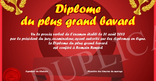 Diplome du plus grand bavard