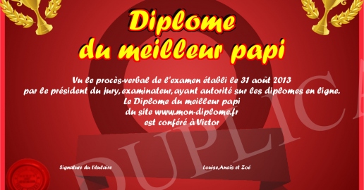 Diplome du meilleur papi