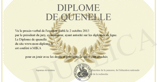 Diplome de quenelle