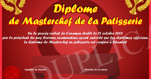 Diplome de Masterchef de la Patisserie
