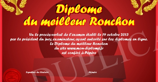 Diplome du meilleur Ronchon