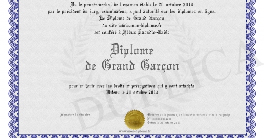 Diplome de Grand Garcon