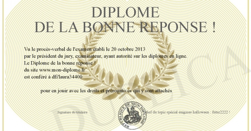 Diplome de la bonne reponse