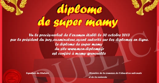 diplome de super mamy