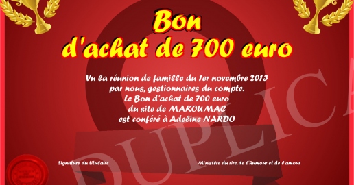 Bon d achat de 700 euro