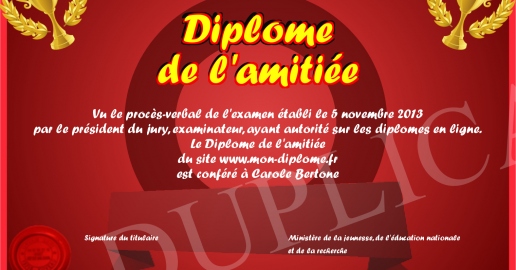 Diplome de l amitiee