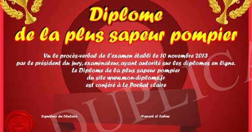 Diplome de la plus sapeur pompier