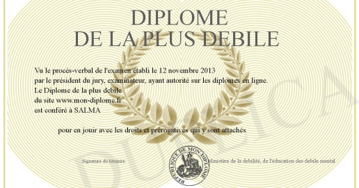 Diplome de la plus debile