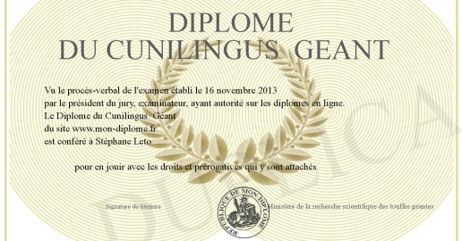 Diplome du Cunilingus Geant
