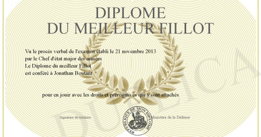 Diplome du meilleur Fillot