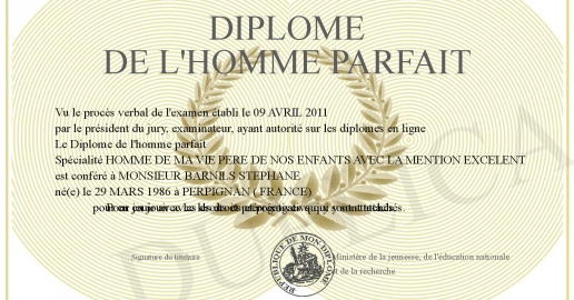 Diplome de l HOMME PARFAIT