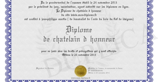 Diplome de chatelain d honneur