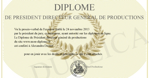 Diplome de President directeur general de productions