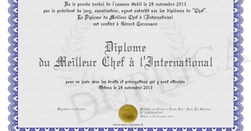 Diplome du Meilleur Chef a l International