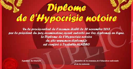 Diplome de l Hypocrisie notoire