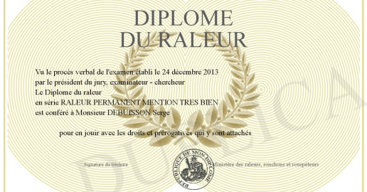 Diplome du raleur