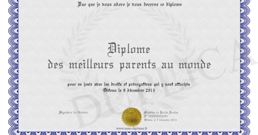 Diplome des meilleurs parents au monde