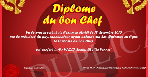 Diplome du bon Chef