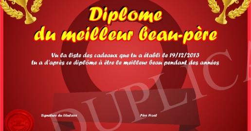 Diplome du meilleur beau-pere