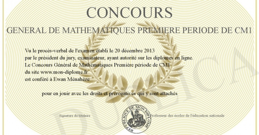 Concours General de Mathematiques Premiere periode de CM1