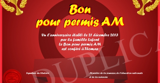 Bon pour permis AM