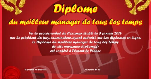 Diplome du meilleur manager de tous les temps