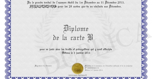 Diplome de la carte B