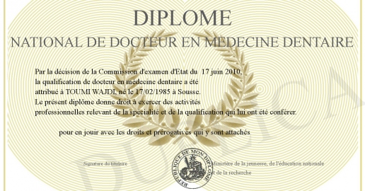 Diplome National de Docteur en Medecine Dentaire