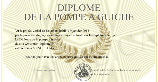 Diplome de la pompe a guiche