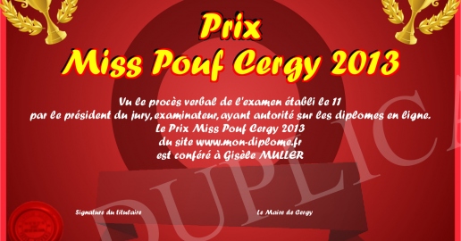 Prix Miss Pouf Cergy 2013