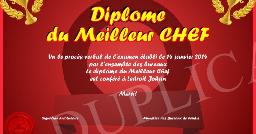 Diplome du Meilleur CHEF