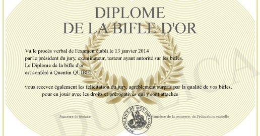 Diplome de la bifle d or