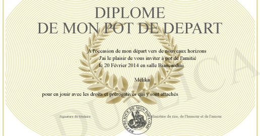 Diplome de mon pot de depart