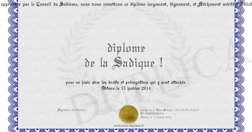 diplome de la Sadique