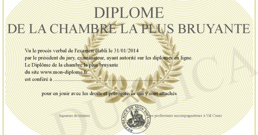 Diplome de la chambre la plus bruyante