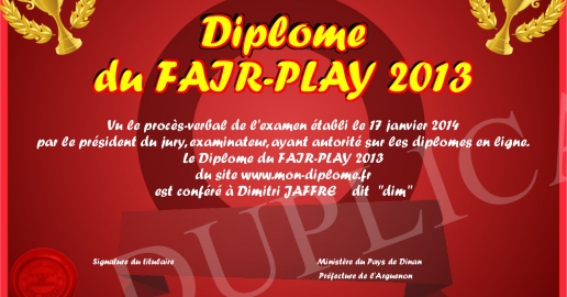 Diplome du FAIR-PLAY 2013