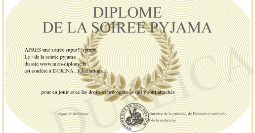 DIPLOME DE LA SOIREE PYJAMA