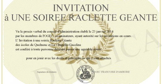 Invitation a une soiree Raclette Geante