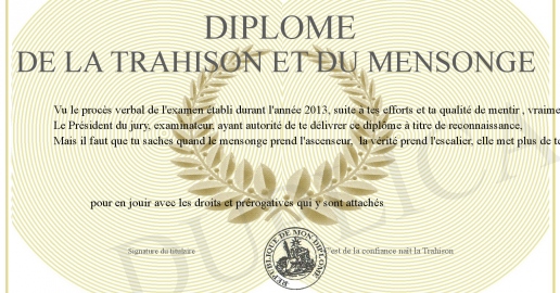 Diplome de la Trahison et du Mensonge