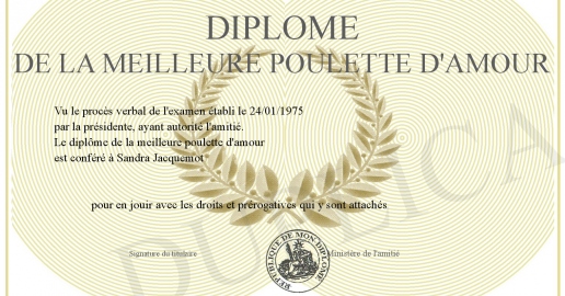 Diplome de la meilleure poulette d amour