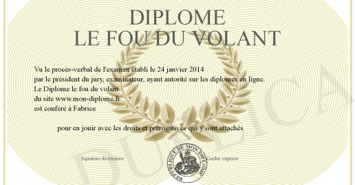 Diplome le fou du volant