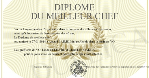 Diplome du meilleur chef