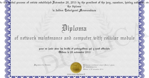 Diploma of network maintenance and computer with cellular module