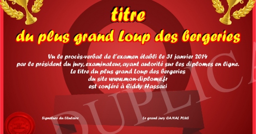 titre du plus grand Loup des bergeries