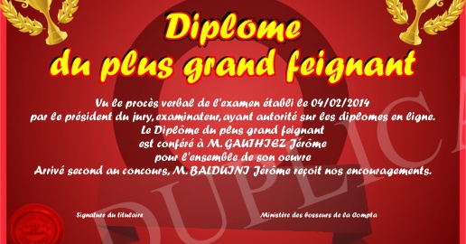 Diplome du plus grand feignant
