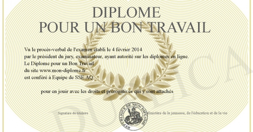 Diplome pour un Bon Travail
