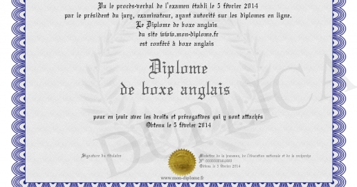 Diplome de boxe anglais