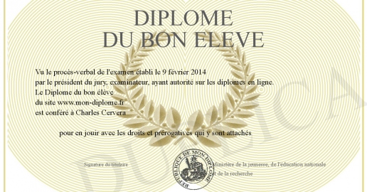 Diplome du bon eleve