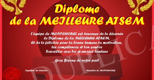Diplome de la MEILLEURE ATSEM